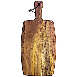 Rock & Branch Acacia Wood Serving Paddle, Wood Cutting Board with Handle for Kitchen and Charcuterie Boards