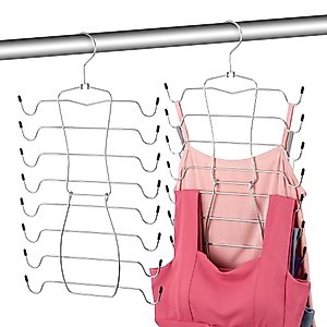 OMHOMETY 2 Pack Tank Top Hangers, Bra Organizer for Closet, Space Saving Closet Organizers and Storage, Dorm Room Essentials for College Students Girls, Silver