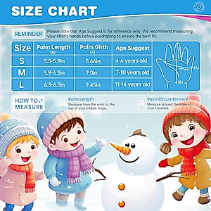 ThxToms Kids Winter Gloves Waterproof Ski Snow Gloves for Boys & Girls Cold Weather Outdoor Sports Snowboard Bicycle for 4-14 Years Old