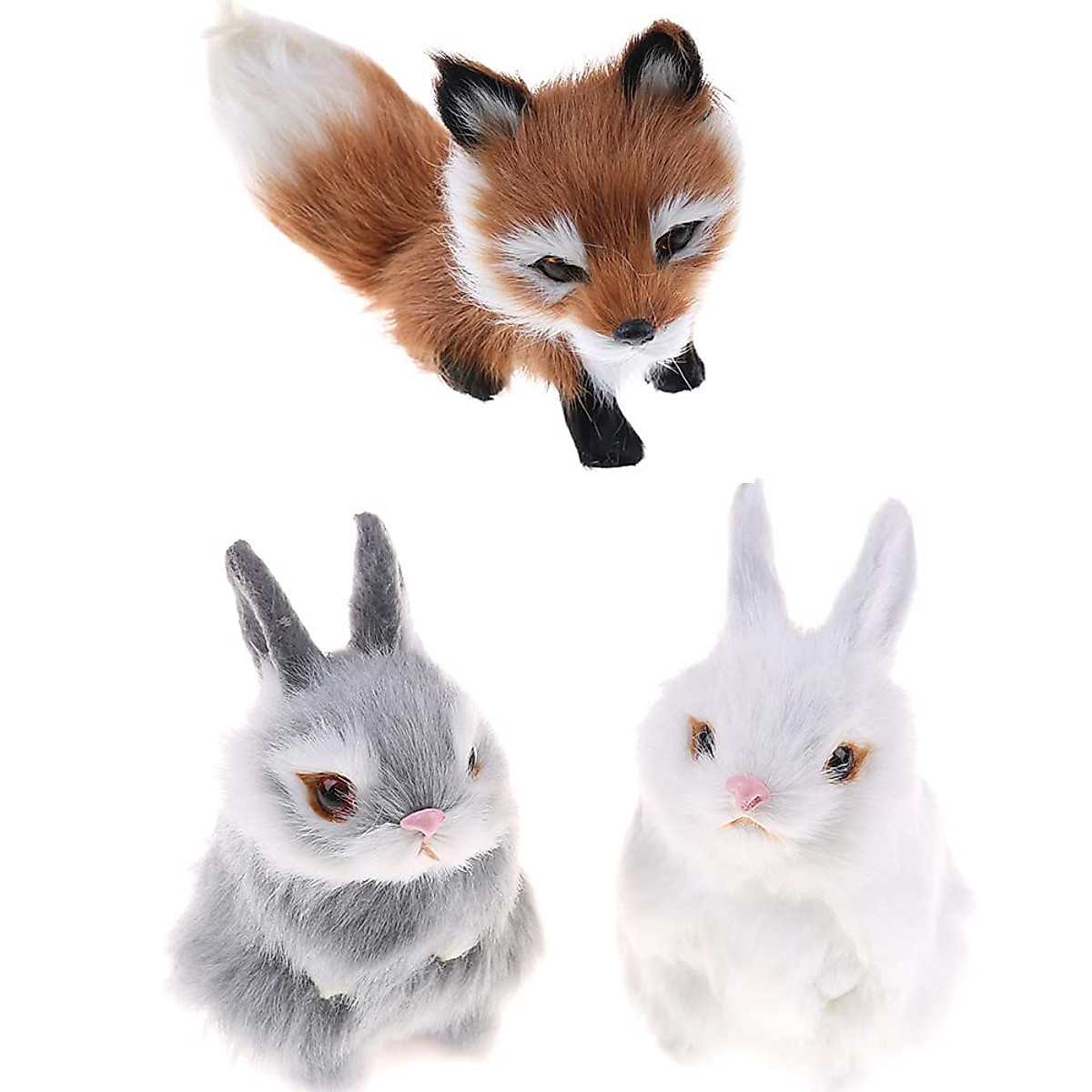 GUDVES Mini Realistic Cute Plush Rabbits Fur Lifelike Animal Easter Bunny Simulation Toy Model Gift Miniatures Decorations (Rabbit Plush Toys)
