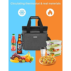 ESMNOAN Lunch Box for Men Women, Double Durable Expandable Leakproof Insulated Lunch Bag, Cooler Bag with Adjustable Shoulder Strap for Work Shift, Travel and Outdoor Picnics, 20L Grey