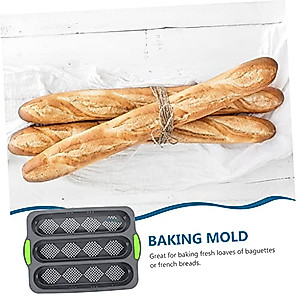 Housoutil Square Pan Square Cupcake Pans French Bread Pan Silicone Gummy Molds Non Stick Bakery Trays Bagette French Baking Mould Kitchen Baking Tool Wave Stick Baking Tools Baking Mold Slot
