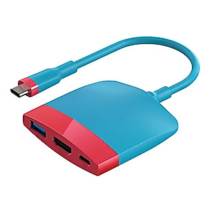 CUJUX Switch TV Dock for Portable Docking Station USB C to 4K HDMI-Compatible USB 3.0 PD (Color : Red and Blue)
