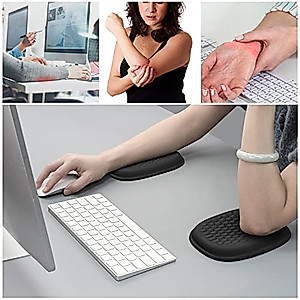ENUSUNG Wrist Rest Pad Ergonomic Elbow Pads Gel Arm Rest for Desk, Memory Foam Armrest Support for Office, Gaming, Computer, Laptop, Mac - Black
