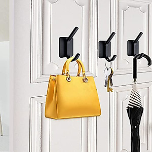 feliposi Towel Hook/Adhesive Hooks - Wall Hooks for Coat/Robe/Towels Stick on Bathroom/Kitchen 4-Pack, Waterproof Aluminum Alloy (Black)