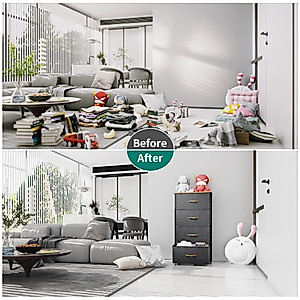 YITAHOME Dresser with 4 Drawers - Fabric Storage Tower, Organizer Unit for Bedroom, Living Room, Hallway, Closets - Sturdy Steel Frame, Wooden Top & Easy Pull Fabric Bins