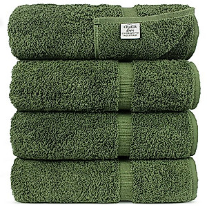 Chakir Turkish Linens Turkish Cotton Luxury Hotel & Spa Bath Towel, Bath Towel - Set of 4, Moss