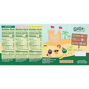 GoGo squeeZ Fruit on the Go Variety Pack, Apple, Mango Guava & Pineapple Passionfruit, 3.2 oz (Pack of 20), Unsweetened Snacks for Kids, No Gluten, Nut Dairy, Recloseable Cap, BPA Free Pouches