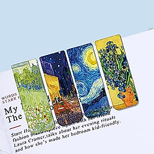 LANADO 4pcs/Set Paintings Magnet Bookmark Retro Starry Sky Reading Book Mark Stationery Material School Office Supply