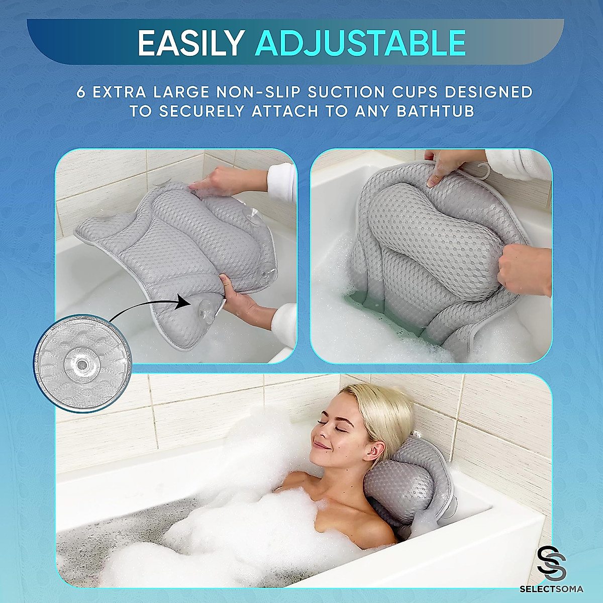 Bath Pillows for Tub Neck and Back Support - Bath Pillow for Bathtub - Bath Tub Pillow Headrest - Spa Pillow for Bathtub and Hot Tub - Bathtub Accessories for Women – Bath Cushion for Tub Adult