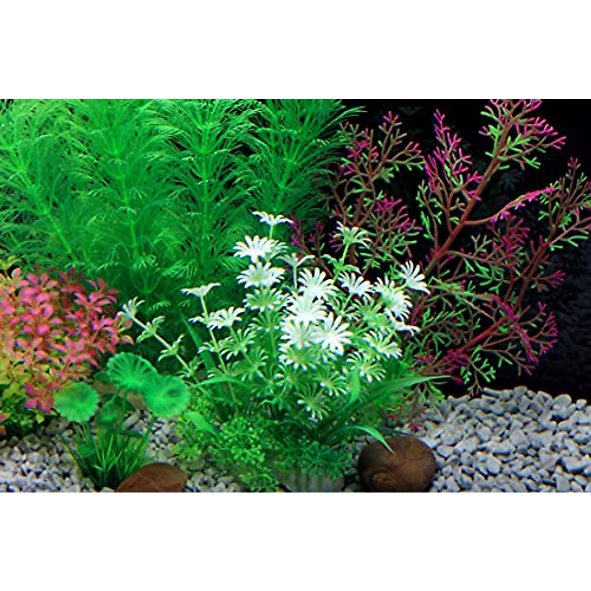 QUMY Aquarium Plants Artificial Plastic Fish Tank Plants Decoration Set for All Fish 5 PCS