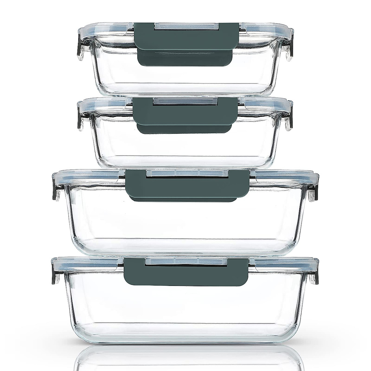 M MCIRCO [80 oz & 36 oz] Extra Large Glass Food Storage/Baking Containers Set with Lids, 2 Pack 80 oz(10 cup)&2 Pack 36 oz (4.5 cup) Airtight Glass Container,Microwave,Oven,Freezer and Dishwasher