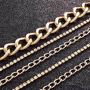 Reetan Boho Crystal Body Chains Layered Waist Chain Rave Belly Chain Party Nightclub Body Jewelry Accessories for Women and Girls (Gold)