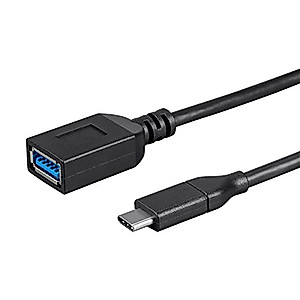 Monoprice USB & Lightning Cable - 0.15 Meter - Black | Essentials 3.1 USB-C to USB-A Female Gen 1, 3A, 5 Gbps, for Samsung Galaxy S9 S8 Note 8, Pixel, LG V30 G6 G5, Nintendo Switch - Select Series