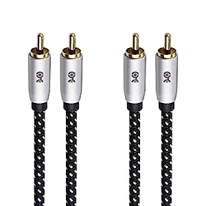 Cable Matters Braided 2-Pack Shielded Subwoofer Cable 10 ft, RCA Cable/Digital Coaxial Cable (Digital Audio Coaxial Cable and LFE Subwoofer Cable) - 3m / 10 Feet