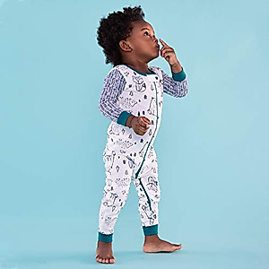 Lamaze Boys' Super Combed Natural Cotton Footless Stretchie One Piece Sleepwear, Baby and Toddler, Zipper, 1 Pack, White & Green Bears, 18 Months