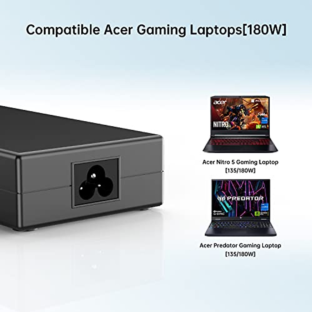 180W Charger for Acer Predator Helios 300 Gaming Laptop PH315-52 PH315-51 G3-571 G3-572 G3-571-77QK Predator Triton 300 500, Acer Nitro 5/7, Acer ADP-180MB K AC Power Adapter Supply Cord