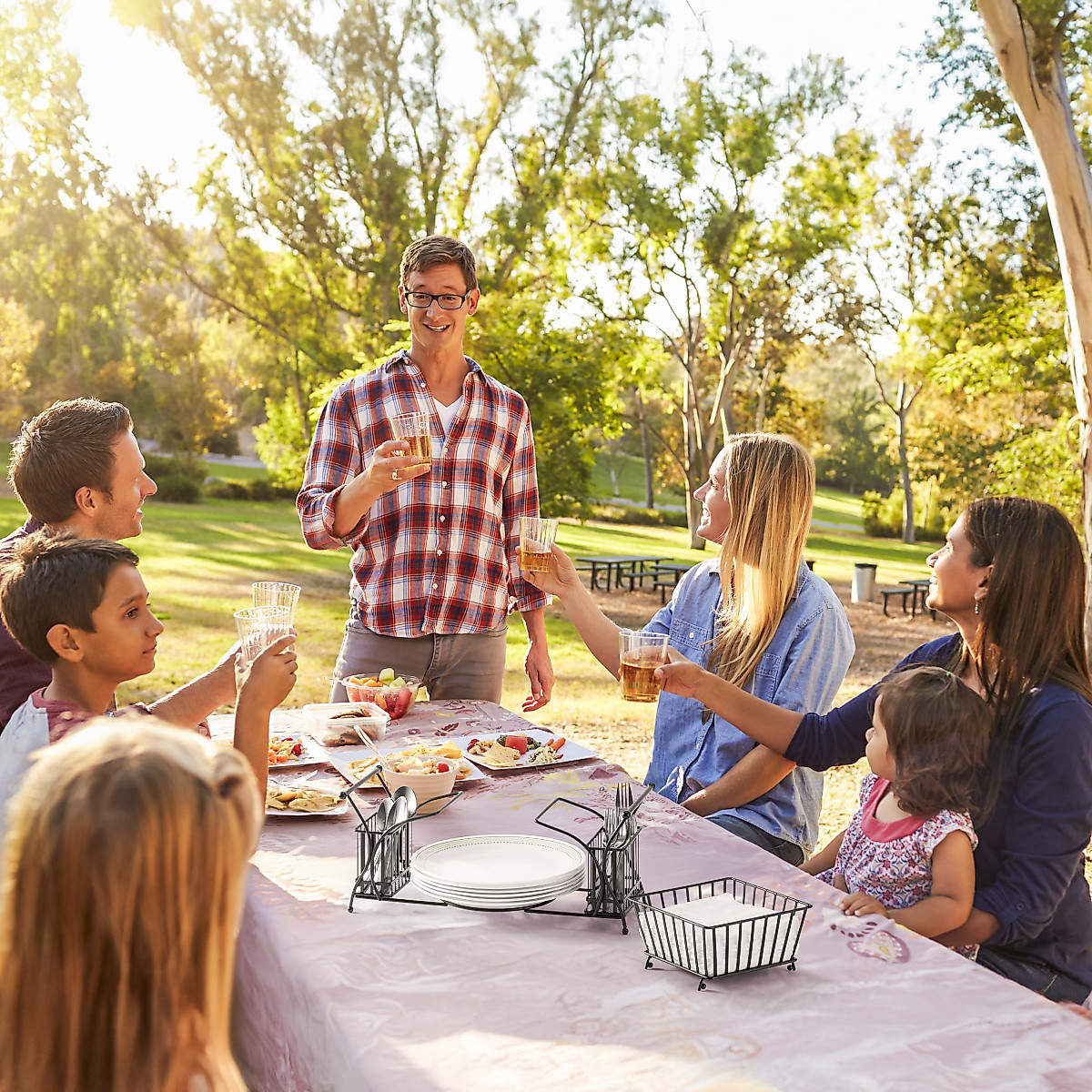 Sorbus Utensil Caddy — Use For Napkin, Cutlery, Plate Holder — Stackable Flatware Caddy, Tabletop Organizer — Ideal for Dining Table, Party, Buffet, Kitchen, Entertaining (Black)