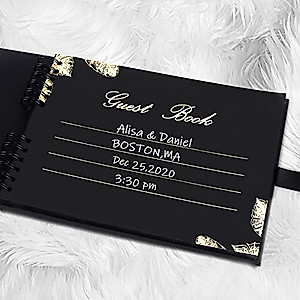 KIJETA Black Polaroid Guest Book for Wedding, Funeral, Baby Shower, Birthday, Bridal Shower, Graduation Party, 50th Anniversary - 11.5” x 8.5”, 80 Blank Pages Guestbook