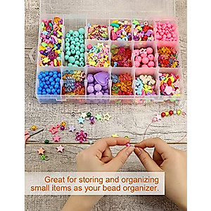 Sjqecyfv Tackle Box Organizer 18 Grids Plastic Craft Box Organizer Bead Organizer Clear Fishing Box with Dividers, 1 Pack