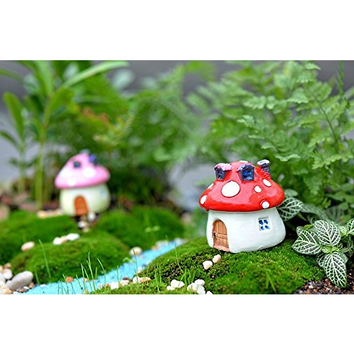 SUN-E 4 Color&Size in Set Miniature Fairy Garden Mushroom House Ornament Outdoor Decor Home Office School Decoration