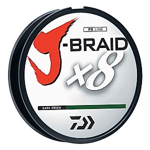 Daiwa J-Braid Braided Line 10 lbs Tested 330 Yards/300m Filler Spool Dark Green JB8U10-300DG