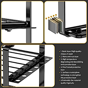 HOYRR Power Tool Organizer, Drill Holder Wall Mount, Garage Tool Organizers With 5 Drill Holders, Heavy Duty Tool Shelf With Basket, Perfect Tool Organizer Gift for Father