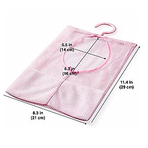 FASANIY Clothespin Bag Hanger Hanging Multipurpose Storage Mesh Colorful Organizer Closet Rack Clothes Clip Collection (Fresh Green (1pc) + Pretty Pink (1pc) + Breezy Blue (1pc))