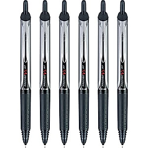 PILOT Precise V5 RT Refillable & Retractable Liquid Ink Rolling Ball Pens, Extra Fine Point (0.5mm) Black Ink, 6-Pack (13613)