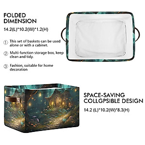 WELLDAY 2PCS Storage Basket Fairy Fantasy Forest Large Foldable Storage Bin Cube Collapsible Organizer