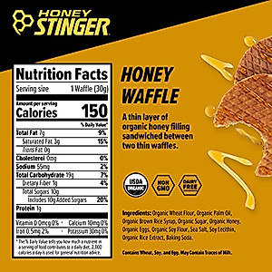 HONEY STINGER Organic Honey Waffles 12 Count, 1.06 OZ
