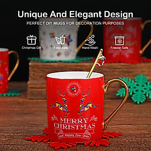 FLLETY Coffee Mug,Tea Cup Set,Coffee Cups Ceramic Travel Mug, Mug With Saucer And Spoon,Halloween Mugs With Gift Box For Women - Christmas Gift,Mothers Day Gifts