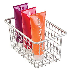 iDesign Forma Metal Wire Pantry Storage Organizer Bin with Handles, Container for Food, Drinks, Produce Organization , 10.24" x 6.24" x 5.06", Satin Silver,69565