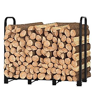 WEASHUME 4ft Outdoor Firewood Rack Holder Heavy Duty Firewood Rack Stand Logs Holder Metal Wood Pile Storage Stacker Organizer for Fireplace Outdoor&Indoor