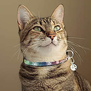 JVVGPET Breakaway Cat Collar with Bells - Rhinestone Bling Cute Cat Collars for Girl Boy Cats - Accessories for Pet Collars Adjustable for Cat Puppy