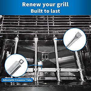 Uniflasy Grill Parts for Charbroil Performance 5 Burner 463448021 463450022 463451022, 4 Burner 463365021 463352521, Charbroil Grill Replacement Parts Include Heat Plate,Burner, Igniter,Crossover Tube