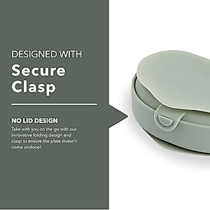 Miniware Silifold - Silicone Baby Plate - Compact & Foldable Baby Travel Essential to Promote Self-Feeding - Food Grade Silicone Baby Plates & Toddler Plates - BPA Free Baby Essentials (Sage)