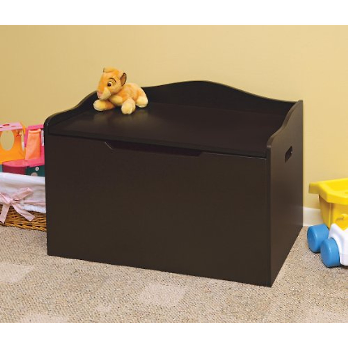 Badger Basket Kid's Wooden Toy Box and Storage Bench Seat with Safety Hinge - Espresso
