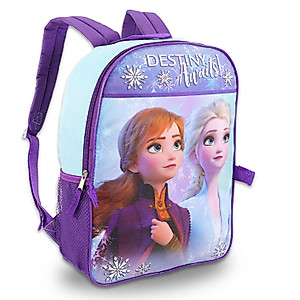 Disney Frozen Backpack Set for Girls ~ 5 Pc Deluxe 16" Frozen Backpack with Lunch Bag, Stickers, and More (Frozen School Supplies)