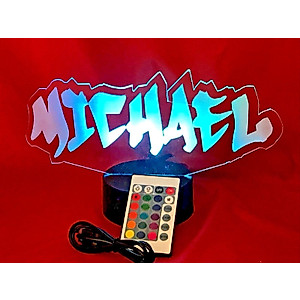 Name Light Up Lamp Any Name Shape Lamp LED Personalized Create Your Own Name In Graffiti Table Lamp LED, Our Newest Feature - It's WOW, With Remote 16 Color Options, Dimmer, Free Engraving, Great Gift
