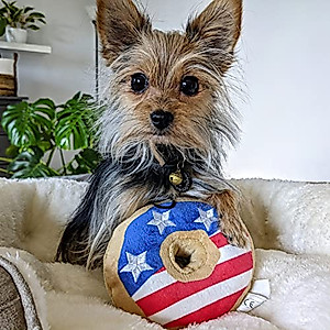 Huxley & Kent H&K for Dogs Power Plush | Stars & Stripes Donut (Small) | 4th of July Funny Dog Toy | Dog Toy with Squeaker | Dog Gift | Fun, Durable, and Safe | Squeaky Dog Toy