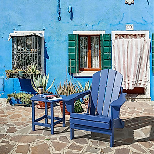 TORVA Folding Adirondack Chair, Fire Pit Chair,Patio Outdoor Chairs All-Weather Proof HDPE Resin for BBQ Beach Deck Garden Lawn Backyard(Navy Blue Color)