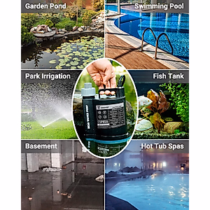 DEKOPRO Submersible Water Pump 1/3 HP 2450GPH Utility Pump Thermoplastic Electric Portable Transfer Water Pump with 10-Foot Cord for Pool Tub Garden Pond Draining