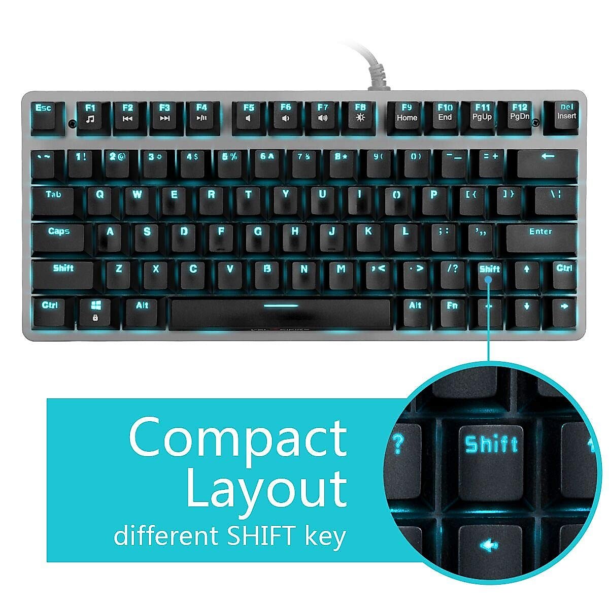 VELOCIFIRE Tenkeyless Mechanical Keyboard Mini, 78-Key Compact Ergonomic, Outemu Brown Switches Backlit and Double-Shot ABS Keycaps for Copywriter, Typist and Programmer