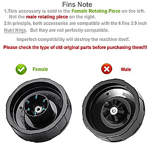 Ninja Blender Replacement Parts – Premium Ninja Blender Blade 6 Fin – Heavy Duty Stainless Steel and Food-Grade Plastic for Smoothie Cup – Leakproof Sealing Ring