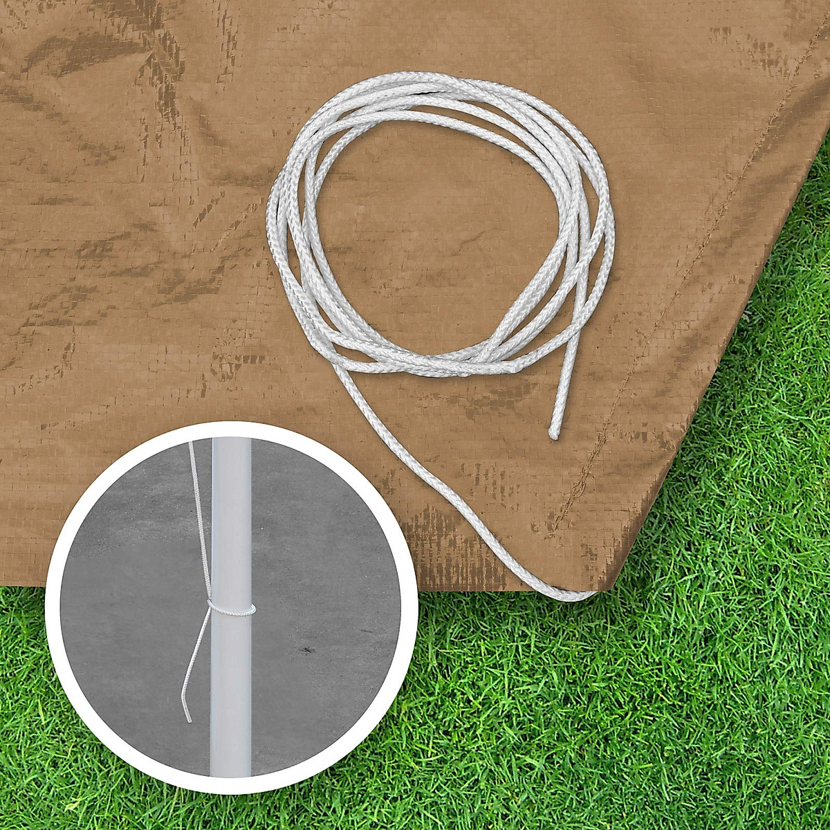 BenefitUSA Canopy ONLY 10'x20' Carport Replacement Canopy Outdoor Tent Garage Top Tarp Shelter Cover w Ball Bungees (Tan)