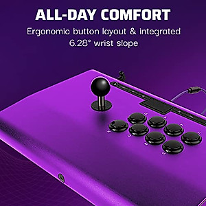 Victrix Pro FS ESports Playstation Fight Stick for PS4, PS5, PC, Durable Aluminum, Sanwa Denshi Buttons, Ergonomic Wrist Slope, Detachable Joystick, Tournament Grade for Fighting Games (Purple)