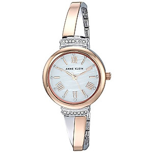 Anne Klein Women's AK/2245RTST Premium Crystal Accented Rose Gold-Tone and Silver-Tone Bangle Watch and Bracelet Set
