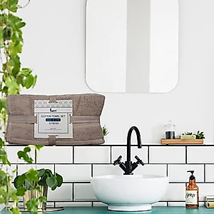 Linteum Textile Washcloth Set 100% Soft Cotton Zero Twist 16 Single Ring Spun Premium Washcloths Face Towel (Taupe) 12 Piece 13x13 Inch