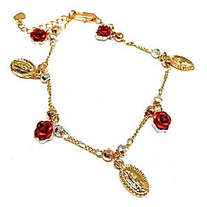Fran & Co. Virgin Mary Rose Bracelet Virgen De Guadalupe Pulsera Rosa Oro Laminado 8“